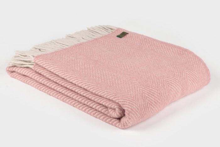 Wollen plaid roze grijs - Snel in huis, gratis verzonden - Dekentje.nl